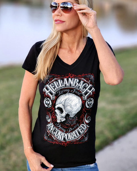 Living Fast Dying Pretty V-Neck – Hellanbach Inc.